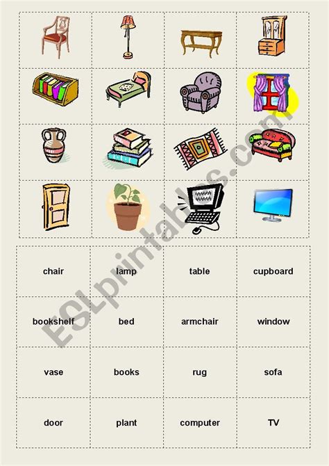 Furniture Esl Worksheet By Tserep