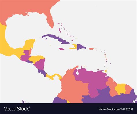 Political Map Of Central American And Caribbean Vector Image