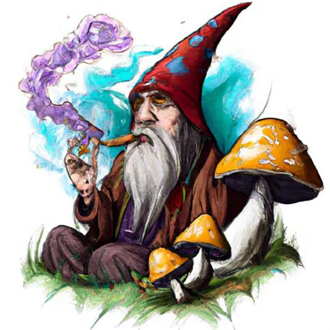 Realistic Wizard Smoking A Bong Next To Mushrooms OpenArt