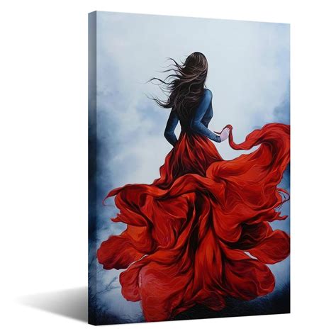 Woman In Red Dress Painting
