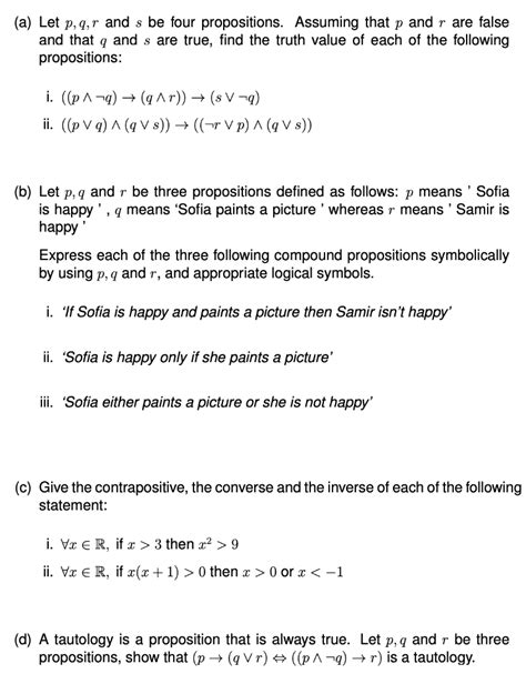 solved a let p q r and s be four propositions assuming
