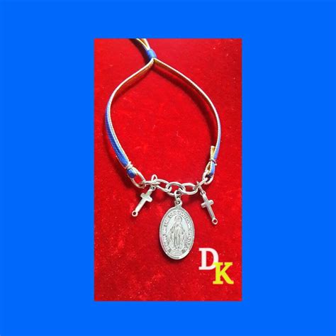 Pulsera De Cuerina Virgen La Milagrosa En Acero Inoxidable Kml
