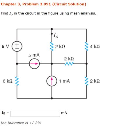 Solved Find I O In The Circuit In The Figure Using Mesh Analysis