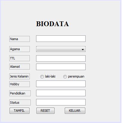 Membuat Form Biodata Html Biodata Menampilkannya Maka Kanan Berikut