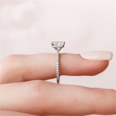 1 50 CT Radiant Cut Engagement Ring Hidden Halo Moissanite Etsy