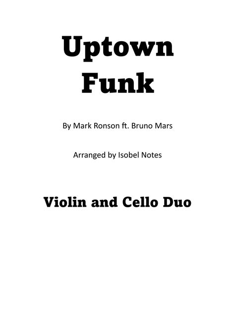 Uptown Funk Arr Isobel Notes Sheet Music Mark Ronson Ft Bruno