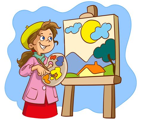 niña pintando en una ilustración de vector de lienzo 12744350 Vector en