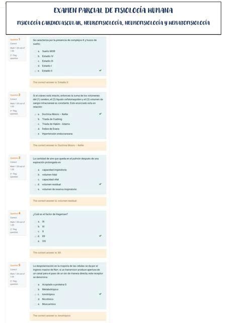 Examen parcial Fisiología Cardiovascular Neumonología Neuro y
