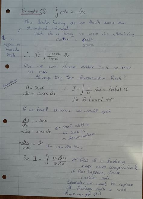 a level maths notes a2 integration ii substitution rational functions