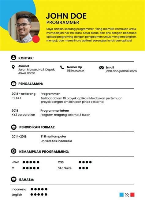 Contoh CV Bahasa Indonesia Plus 3 Template Gratis Dari Glints