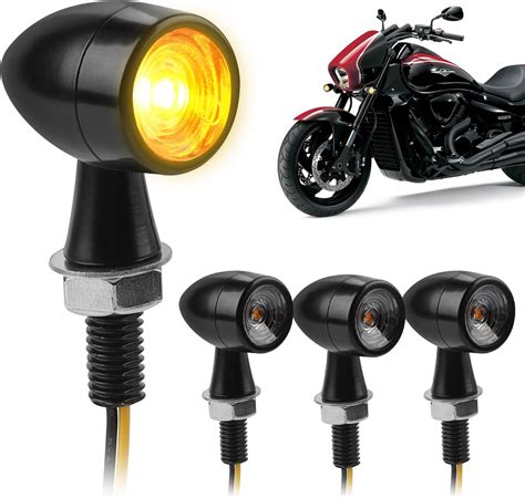 SFONIA 4pcs Motorrad Blinker Licht 12V Bullet Blinkerleuchten Motorrad