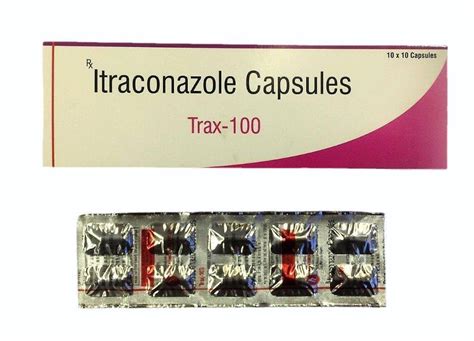 TRAX 100 Itraconazole Capsules 100 Mg Treatment Antifungal Drug