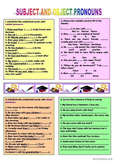Subject and object pronouns Deutsch DAF Arbeitsblätter pdf doc