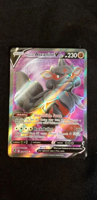 POKEMON SILVER TEMPEST Hisuian Arcanine V Full Art Ultra Rare 179 195