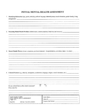 2024 Mental Health Evaluation Form Fillable Printable PDF Forms