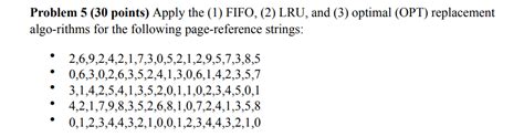 solved problem 5 30 points apply the 1 fifo 2 lru