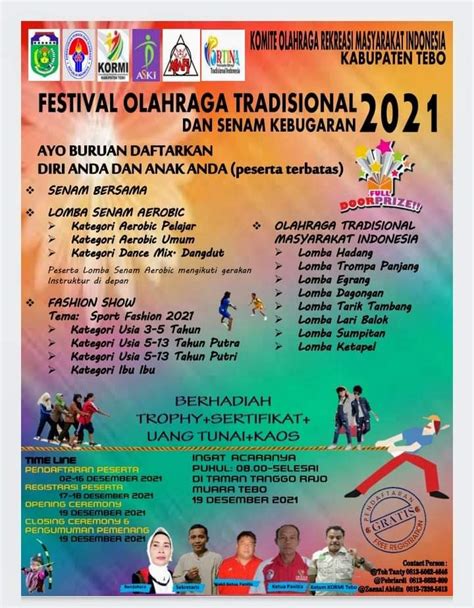 Perdana KORMI Tebo Akan Gelar Festival Olahraga Tradisional Dan Senam