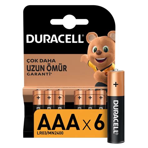 Duracell AAA İnce Kalem Pil 6 lı İnce Kumanda Pili AAA Alkalin Pil