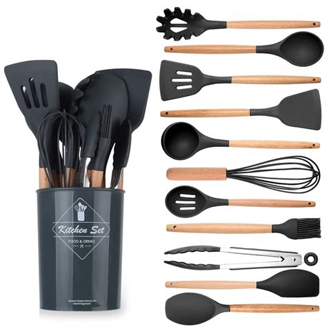 12 Pcs Silicone Kitchen Utensil Set Bpa Free Non Toxic Cooking Utensils