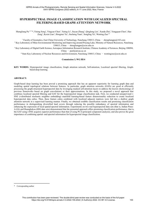 pdf hyperspectral image classification with localized spectral filtering based graph attention