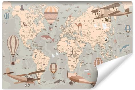 Fototapeta MAPA ŚWIATA Tapeta Dla Dzieci 368x254 ERLI pl