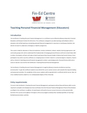 Fillable Online Massey Ac Teaching Personal Financial Management