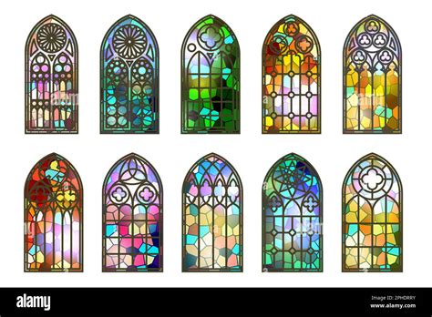 Gothic Stained Glass Windows Church Medieval Arches Catholic Cathedral Mosaic Frames Old