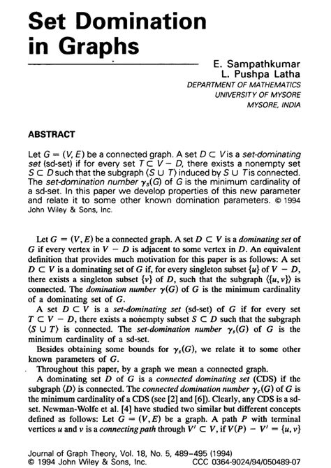 pdf set domination in graphs