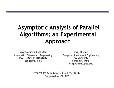 asymptotic analysis of parallel algorithms an experimental approach tccp cder early adopter