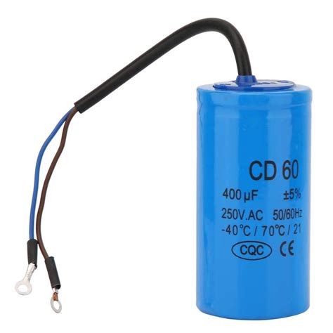 CD60 Run Capacitor With Wire Lead 250V AC 400uF 50 60Hz For Motor Start