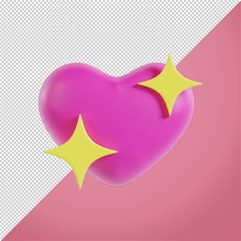 Premium PSD Sparkling Heart Emoji 3d Render Illustration