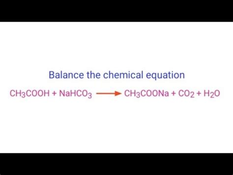 CH3COOH NaHCO3 CH3COONa CO2 H2O Balance The Chemical Equation