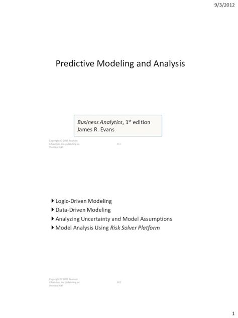 pdf chapter 8 predictive modeling and analysis ~pbatchelor csc105