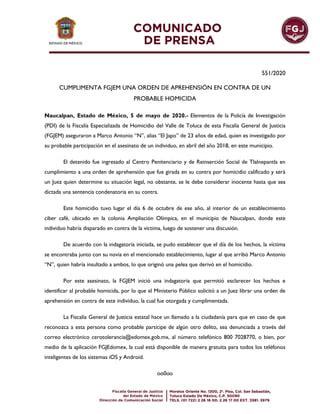 Comunicado 551 2020 PDF