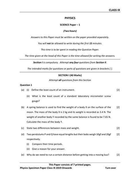 Icse Specimen Paper 2024 Solved Physics Image To U