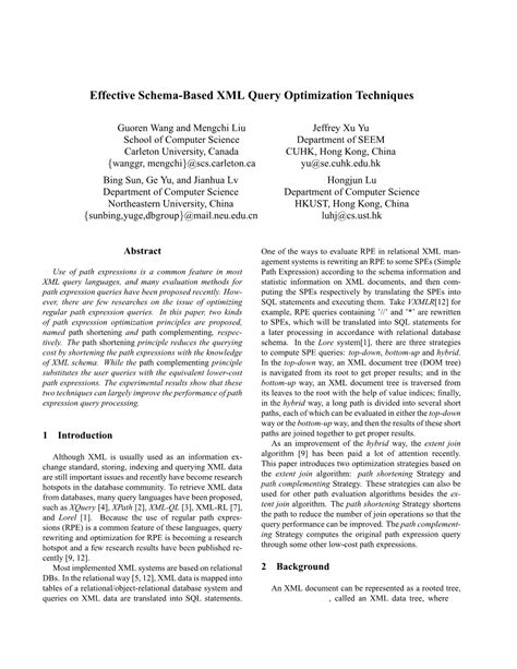 effective schema based xml query optimization techniques docslib