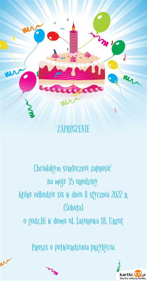 Kartki Zaproszenie Na Urodziny