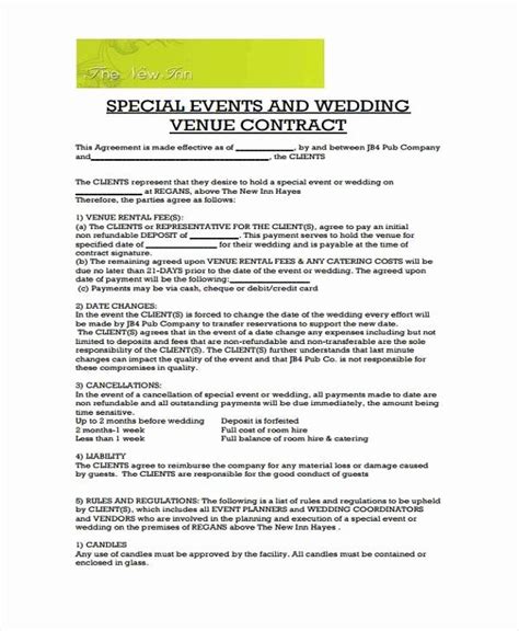 Wedding Venue Contract Template Fresh Wedding Venue Contract Template