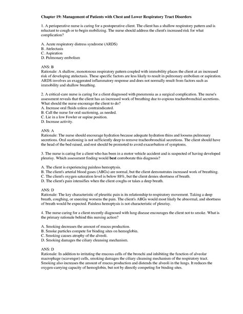 Chapter 19 Management Of Patients With Chest And Lower Respiratory