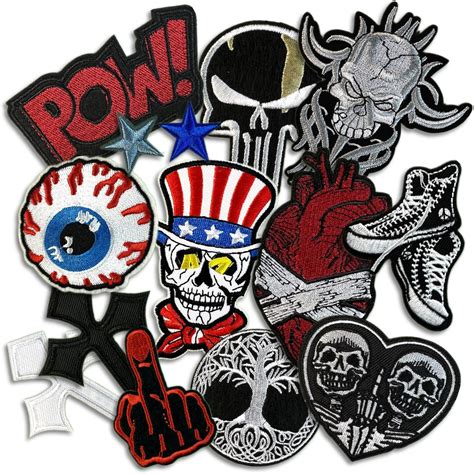 Amazon Red Skull Military Patch Embroidered Iron On Skeleton