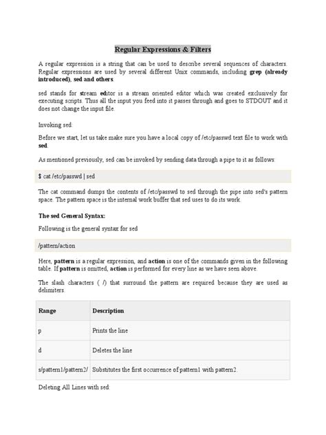 unix regular expressions and filters pdf regular expression notation