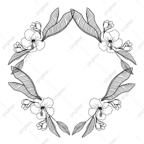 Linha Desenho Fronteira De Folha Floral Simples PNG Preto Linha