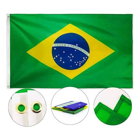 Compre já seu Bandeira do Brasil Oficial Dupla Face 3 panos 1 35x1 95m