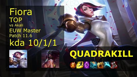 Fiora Vs Akali Top Euw Master Patch Gameplay Youtube