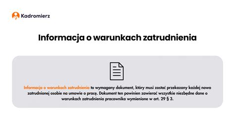 Informacja o warunkach zatrudnienia co powinna zawierać