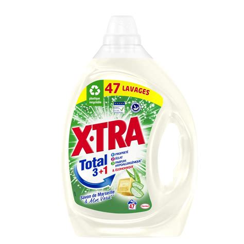 X TRA Total 3 1 Lessive liquide au savon de Marseille et aloé vera 47