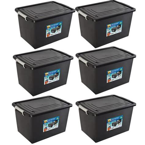 Kit 6 Caixas Organizadoras 56 Litros C Tampa E Trava Preta 25793PM