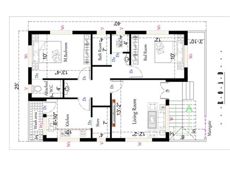 Sq Ft House Plan Best Bhk North Facing House Plan Dk D