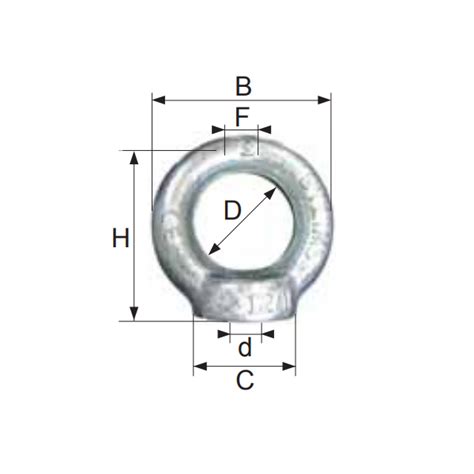 Anneau de levage femelle DIN 582 CMU 230 kg Diamètre 10 mm Acier zingué