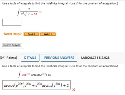Solved Use A Table Of Integrals To Find The Indefinite Chegg